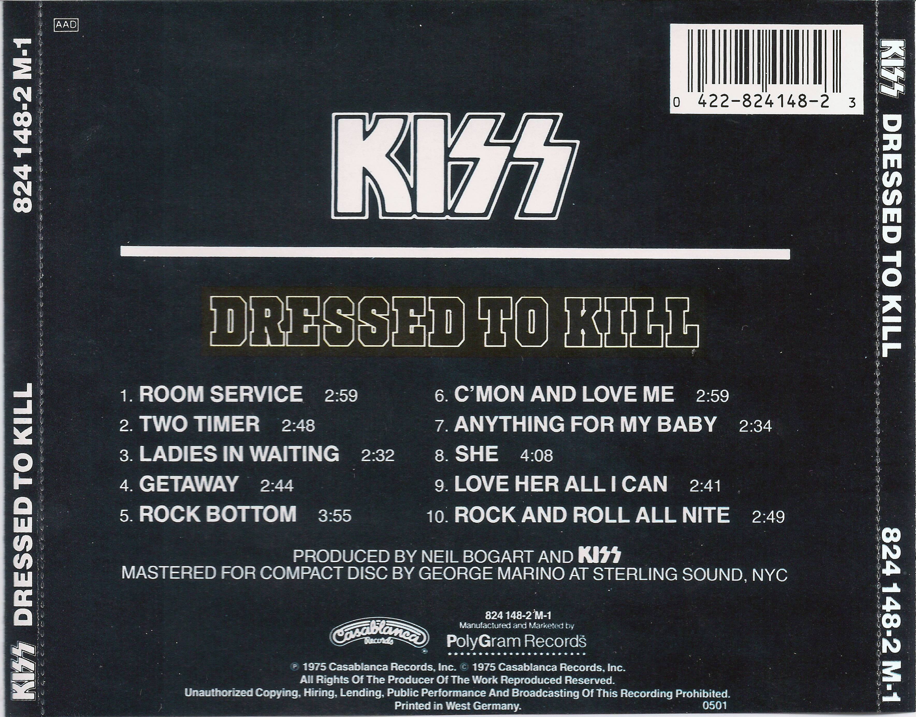KISS Dressed To Kill : Back | CD Covers | Cover Century | Over 1.000. ...